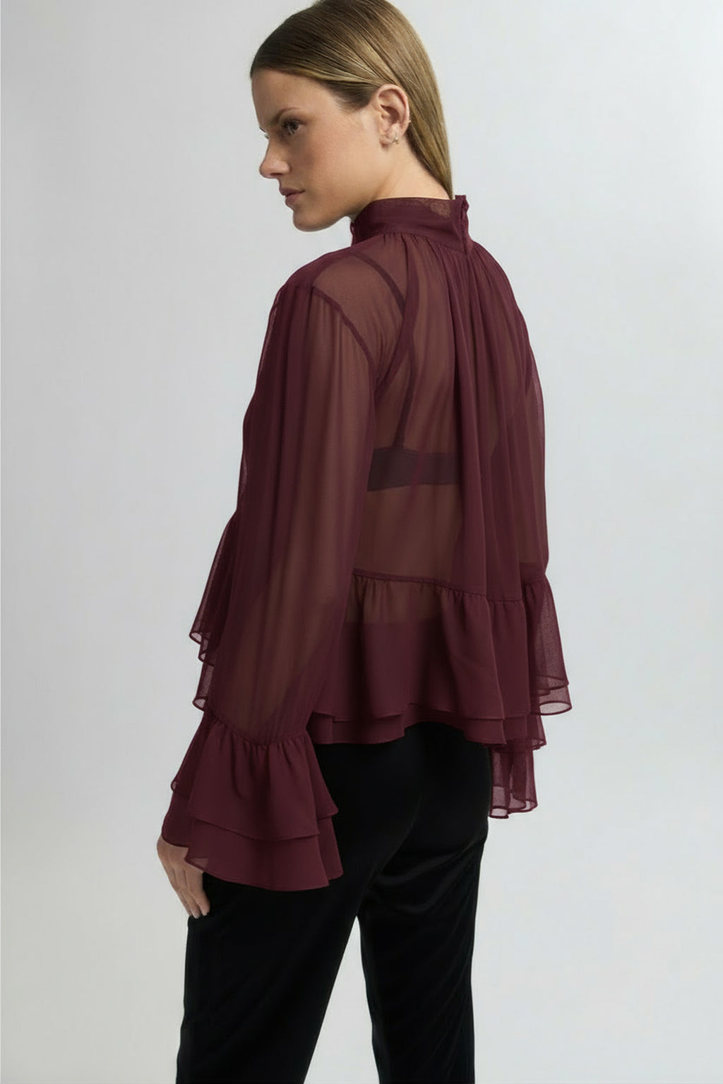 Gathered Neck Ruffle Top - ARIAS New York
